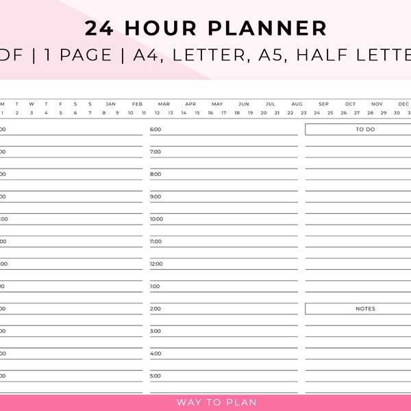 24 Hour Planner - Etsy