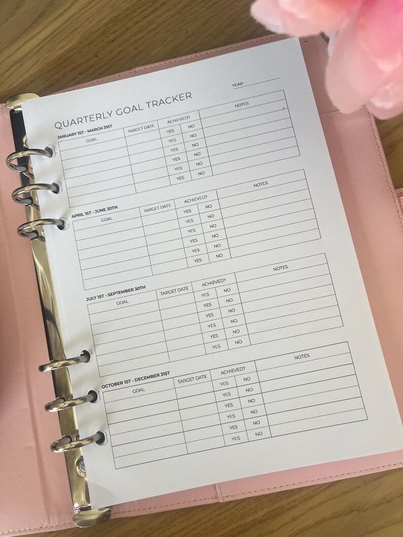 Quarterly Goal Tracker to Easily Track the Progress of Your Quarterly ...
