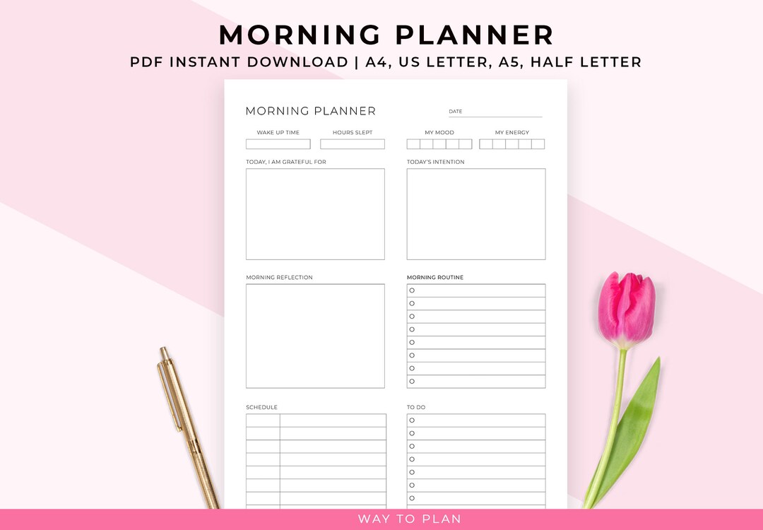 Morning Planner | Morning Routine Planner | 5am Planner | Mindfulness ...