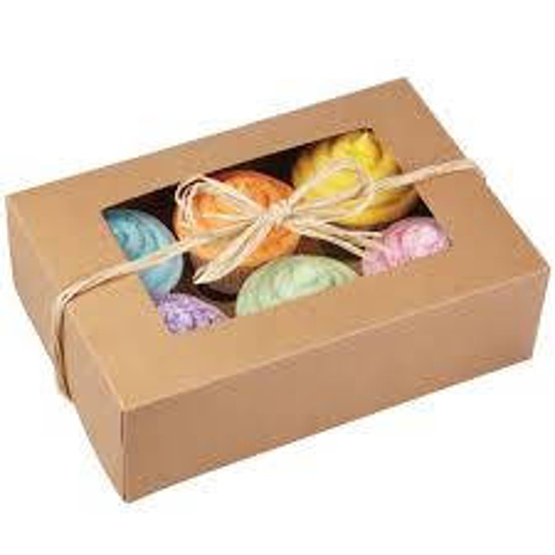 10 X Kraft Gift Boxes for 6 Cakes/cupcakes/muffins - Perfect for Gifts ...