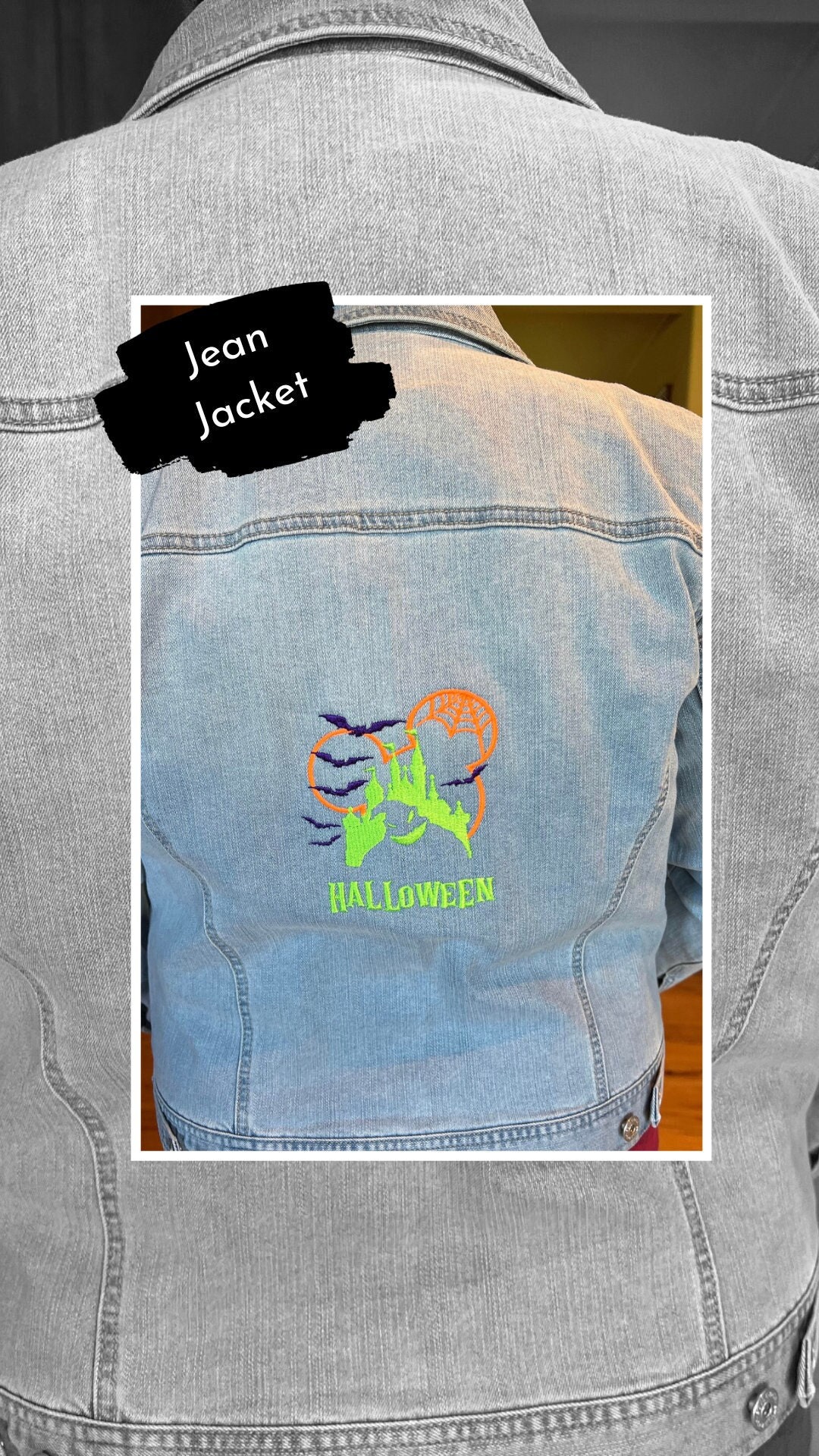 Halloween Oogie Boogie Embroidered Jean Jacket - Etsy