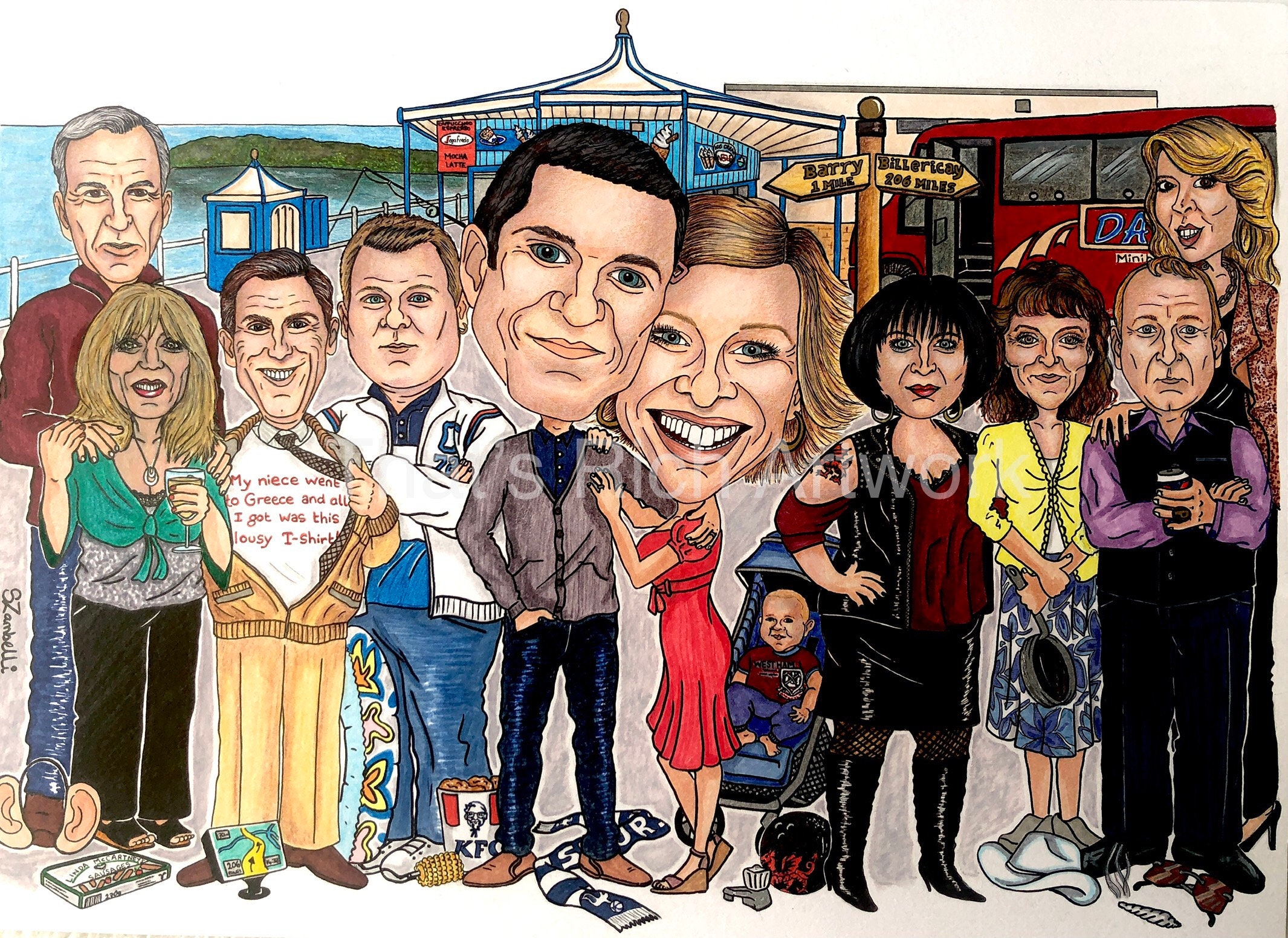 Gavin and Stacey Caricature Cast. A Quality Print of an Original Drawn ...