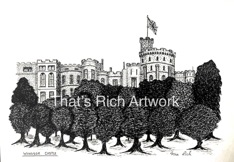 Windsor Castle the Round Tower Pen & Ink Drawing. Available - Etsy
