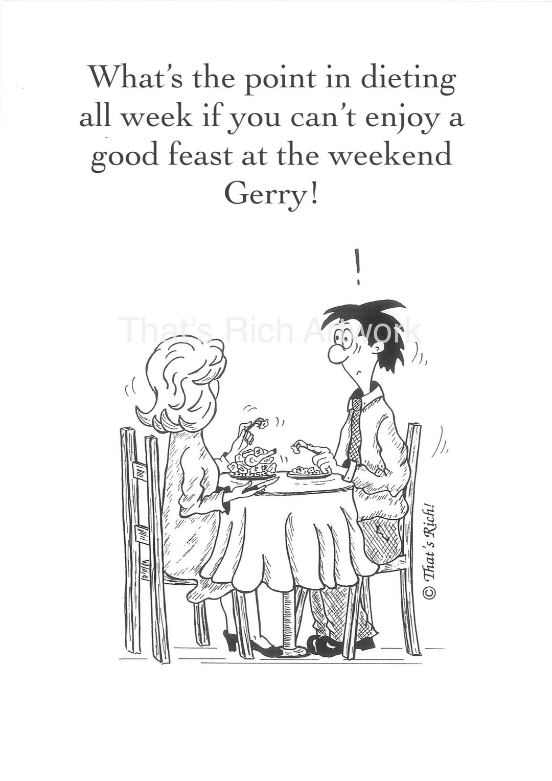 Personalised Cartoon Artwork, Humorous Gift for a Dieter! 'dieting All ...