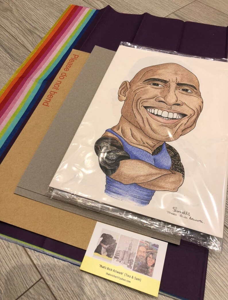 Dwayne Johnson / the Rock Caricature Art. Print of an Original - Etsy