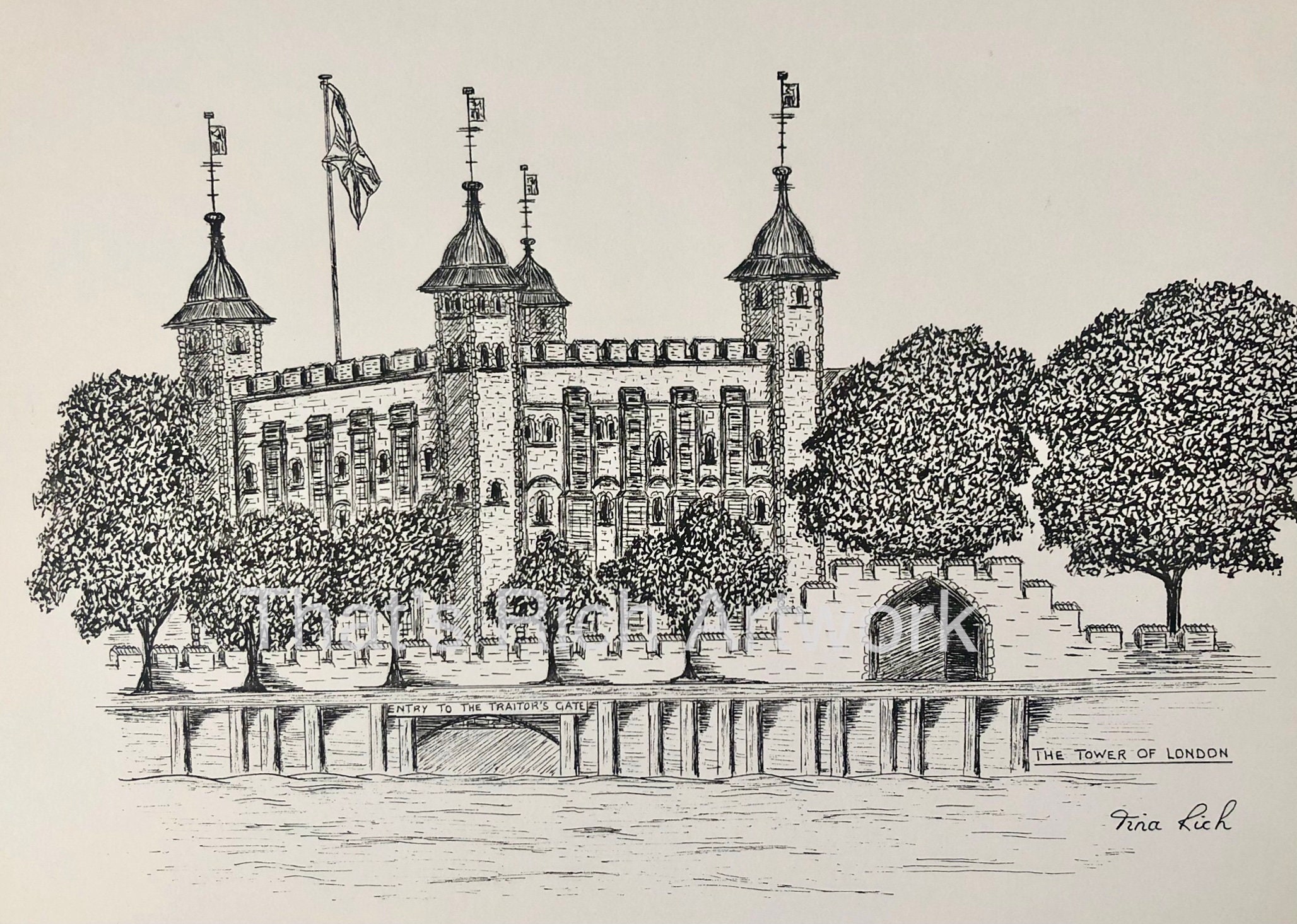 Tower of London Pen & Ink Drawing. Available in Various Sizes. Print of ...