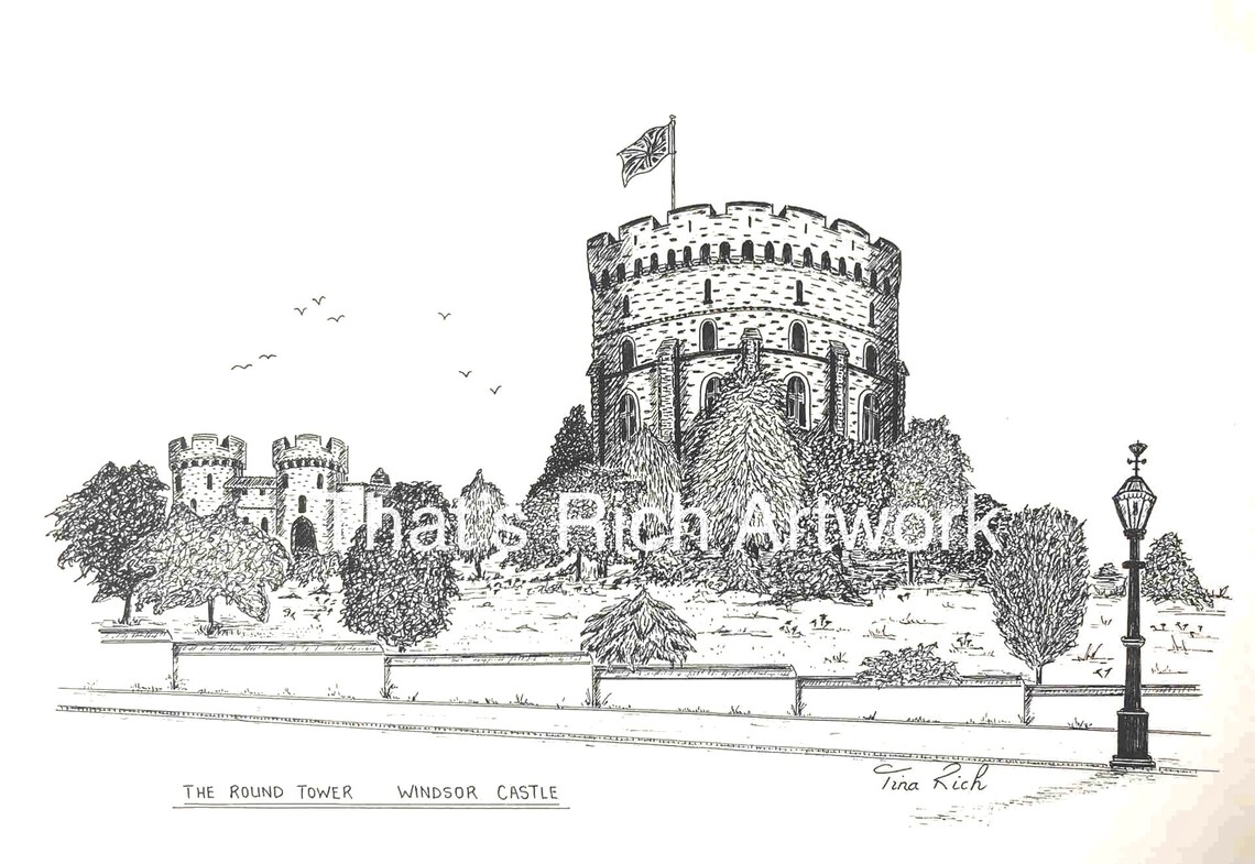 Windsor Castle the Round Tower Pen & Ink Drawing. Available - Etsy