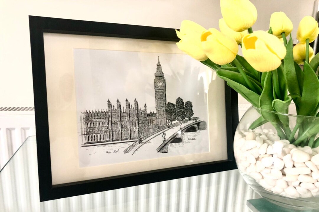 Big Ben - London Pen & Ink Drawing. Framed and Available in Various ...