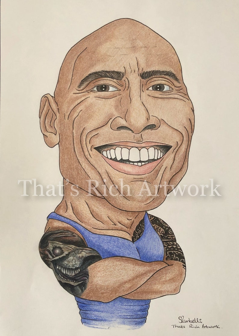 Dwayne Johnson / the Rock Caricature Art. Print of an Original - Etsy