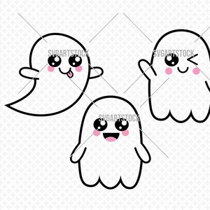 Cute Ghosts SVG Set Kawaii Ghosts Svg Halloween Svg Phantom - Etsy
