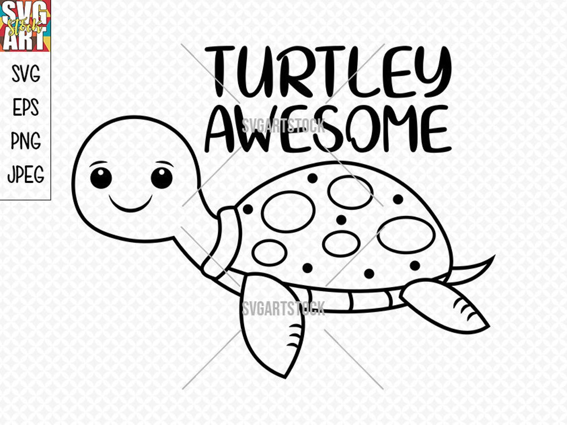 Turtley Awesome Vector Design Cute Digital Clipart | Etsy