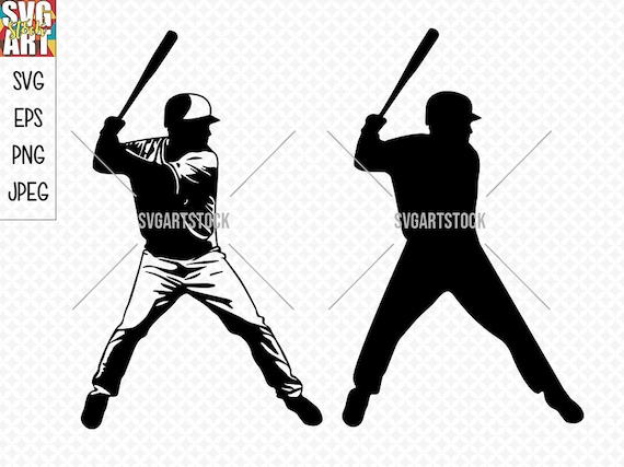Baseball Player SVG Sports Vector Digital Clipart Baseball - Etsy