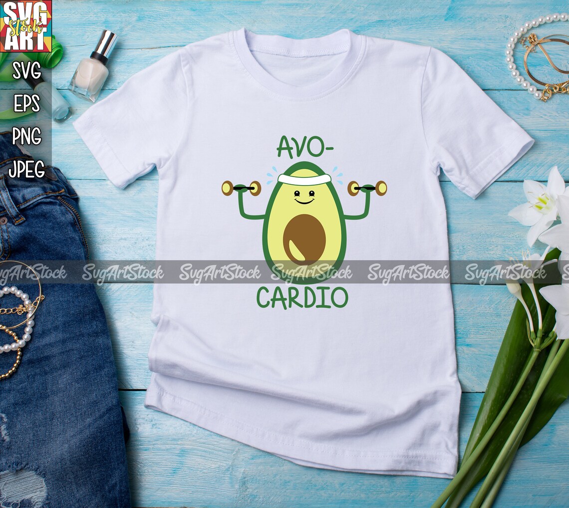 Avo Cardio SVG Avocado Svg Gym T-shirt Design Funny Fitness | Etsy