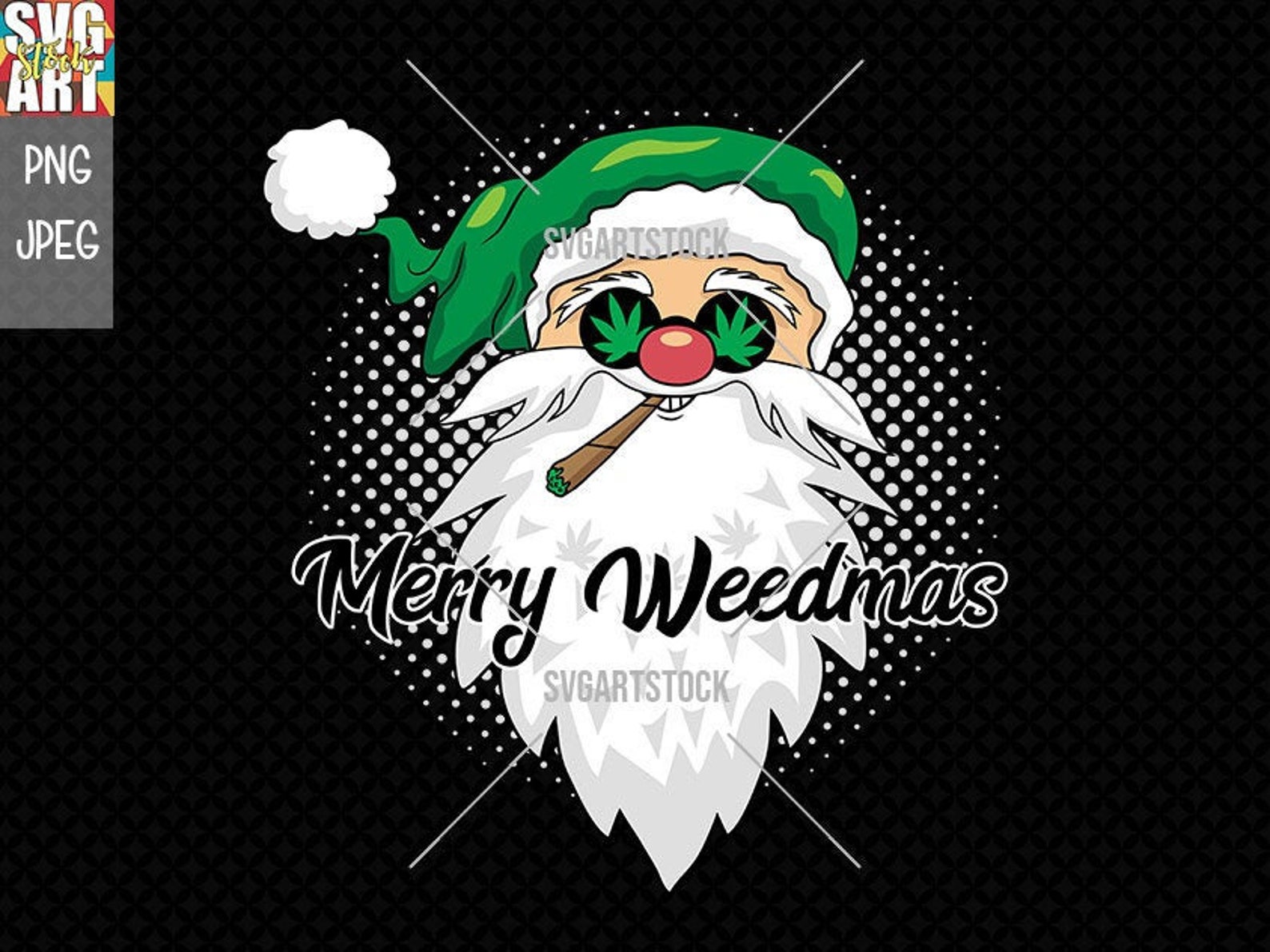 Merry Weedmas Stoned Santa SVG 420 Weed Design Funny | Etsy