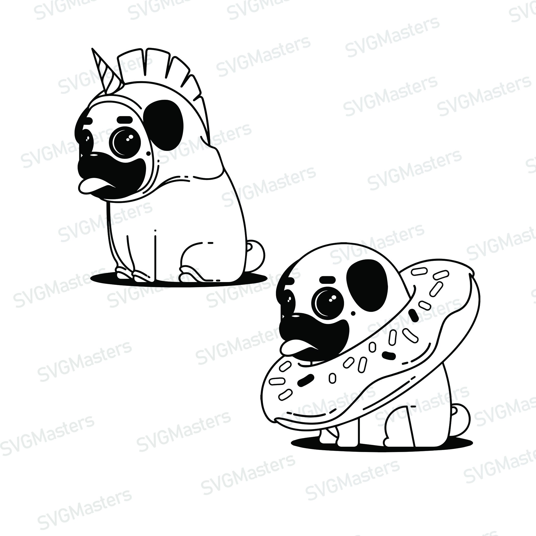 Funny Pugs Svg Pug Vector Dog Digital Clipart for Design | Etsy