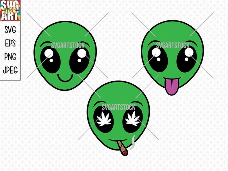 Cute Alien SVG Set Kawaii Weed 420 Alien Svg Design Stoner - Etsy
