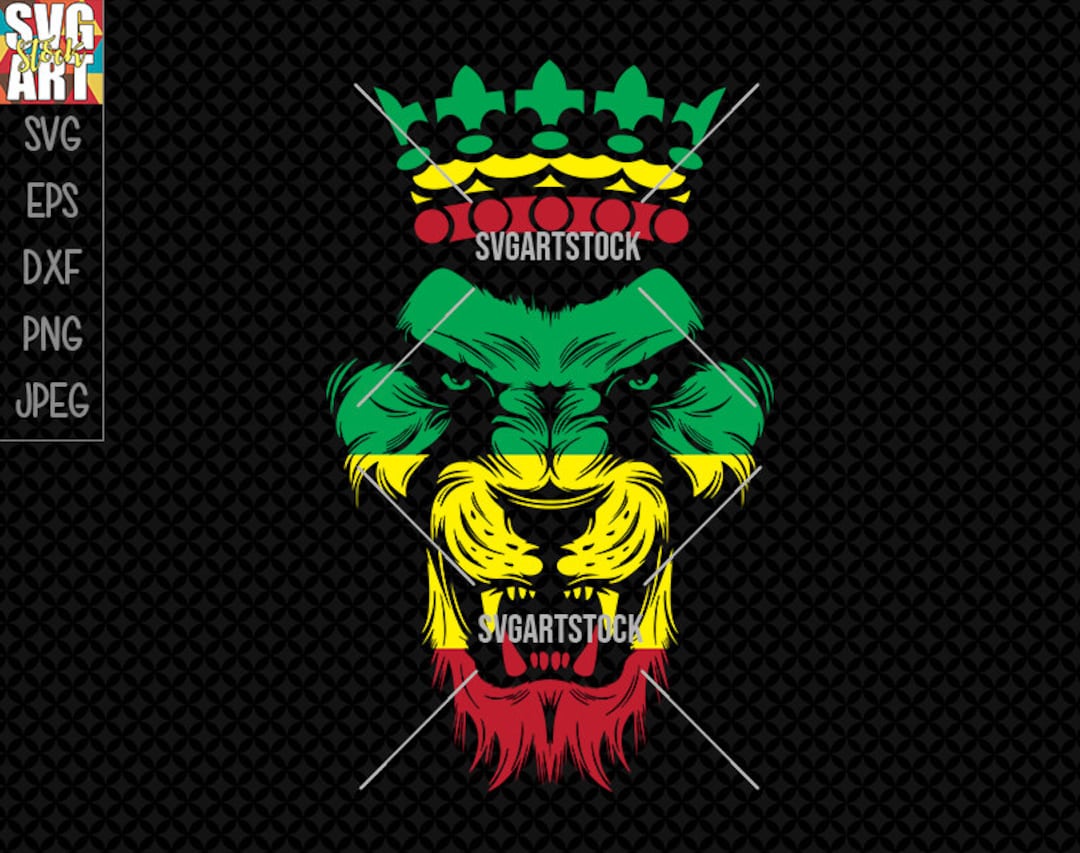 Rasta Lion SVG - Lion Vector, Digital Clipart ,rasta T-shirt Design ...