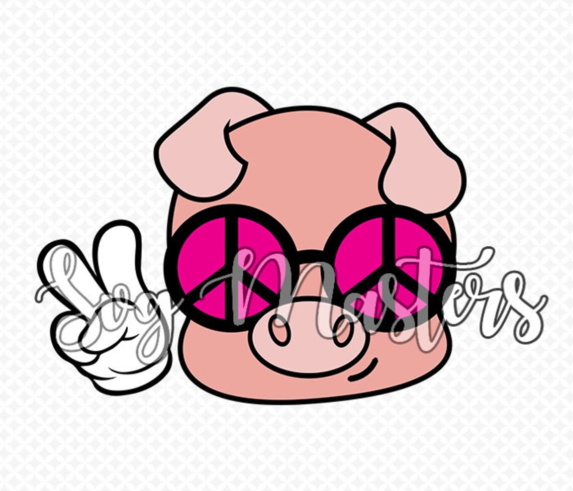 Hippie Pig peace vector digital clipart t-shirt design | Etsy