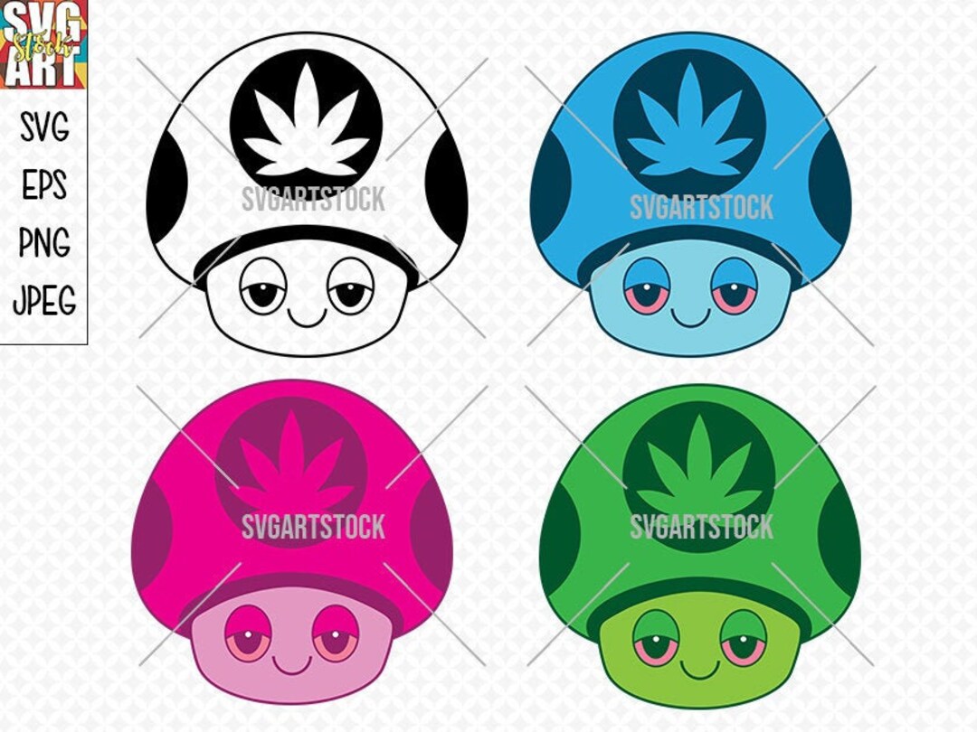 Weed Mushrooms SVG Set, Mushroom Vector, Cannabis 420 Svg, Digital ...