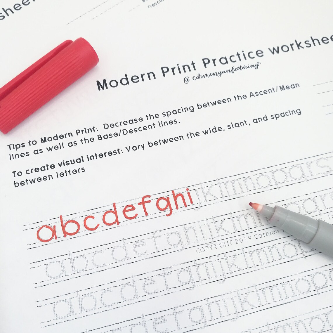 ABC Modern Print Practice Sheet Printable (carmen Yan Lettering) - Etsy