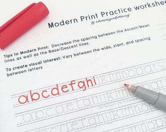 ABC Modern Print Practice Sheet Printable (carmen Yan Lettering) - Etsy