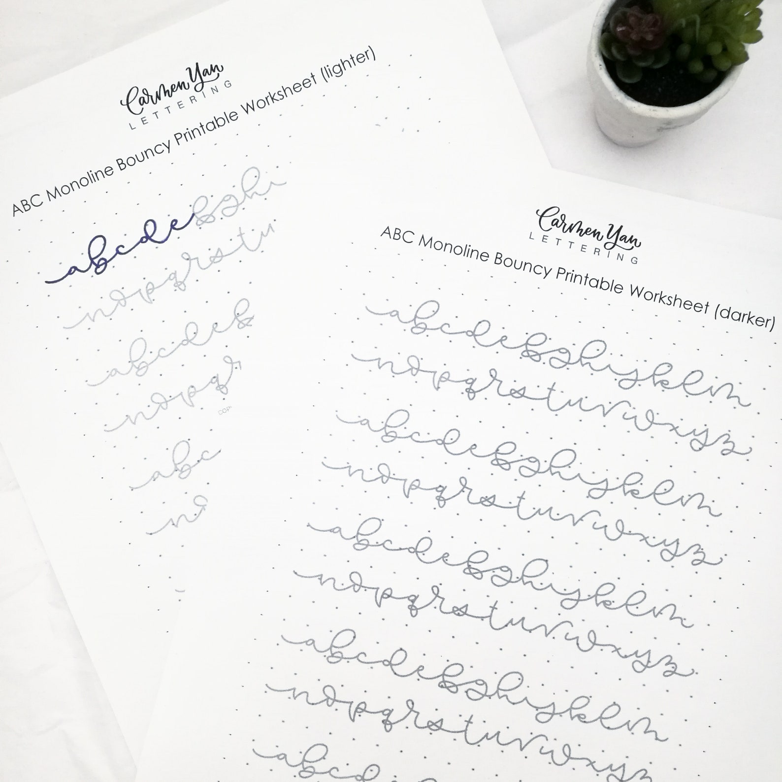 ABC Monoline Bouncy Practice Sheet Printable (carmen Yan Lettering) - Etsy