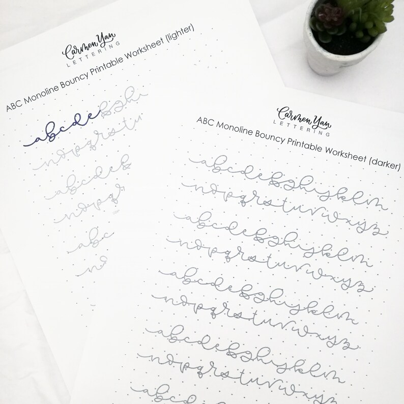 ABC Monoline Bouncy Practice Sheet Printable (carmen Yan Lettering) - Etsy