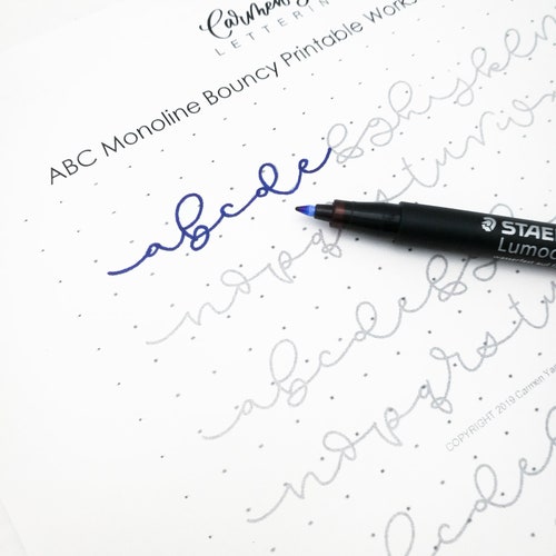 ABC Monoline Bouncy Practice Sheet Printable carmen Yan - Etsy