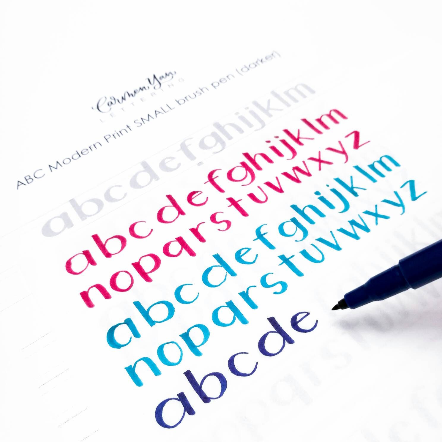 ABC Modern Print With Brush Pens (small and Large) Practice Sheet ...