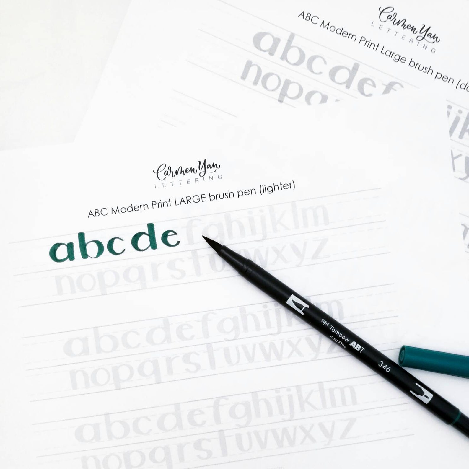 ABC Modern Print With Brush Pens (small and Large) Practice Sheet ...