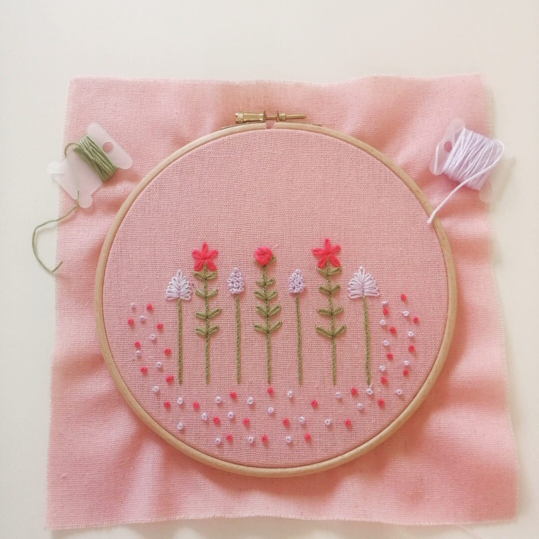 Pink Floral Embroidery - Etsy