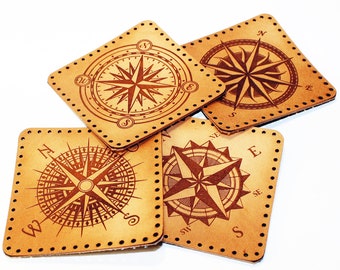 Compass Rose Leather Patch - Etsy