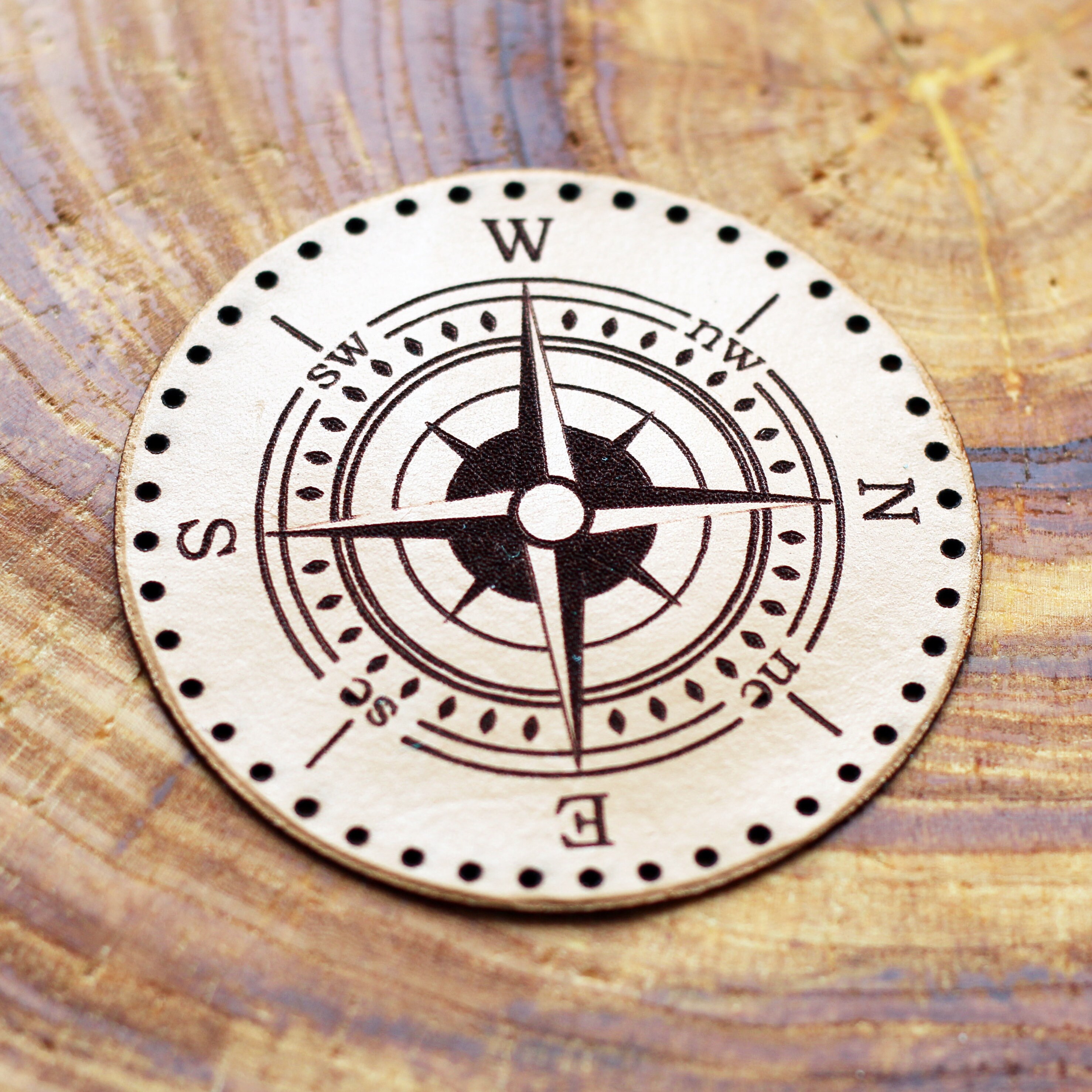 Compass Leather Patch,navigation Sew, , Wind Rose Patch, Leather ...