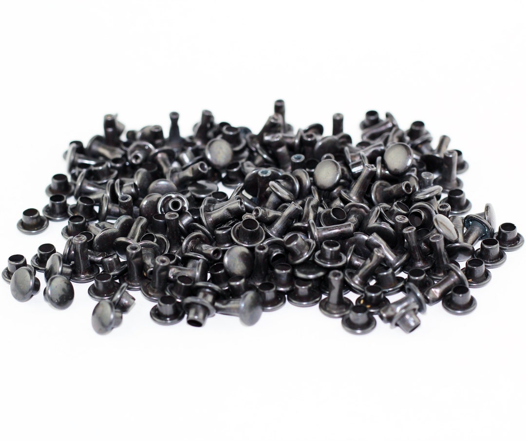 100 Black Double Cap Rivets: 7mm Steel Rivets for Leather Crafts - Etsy