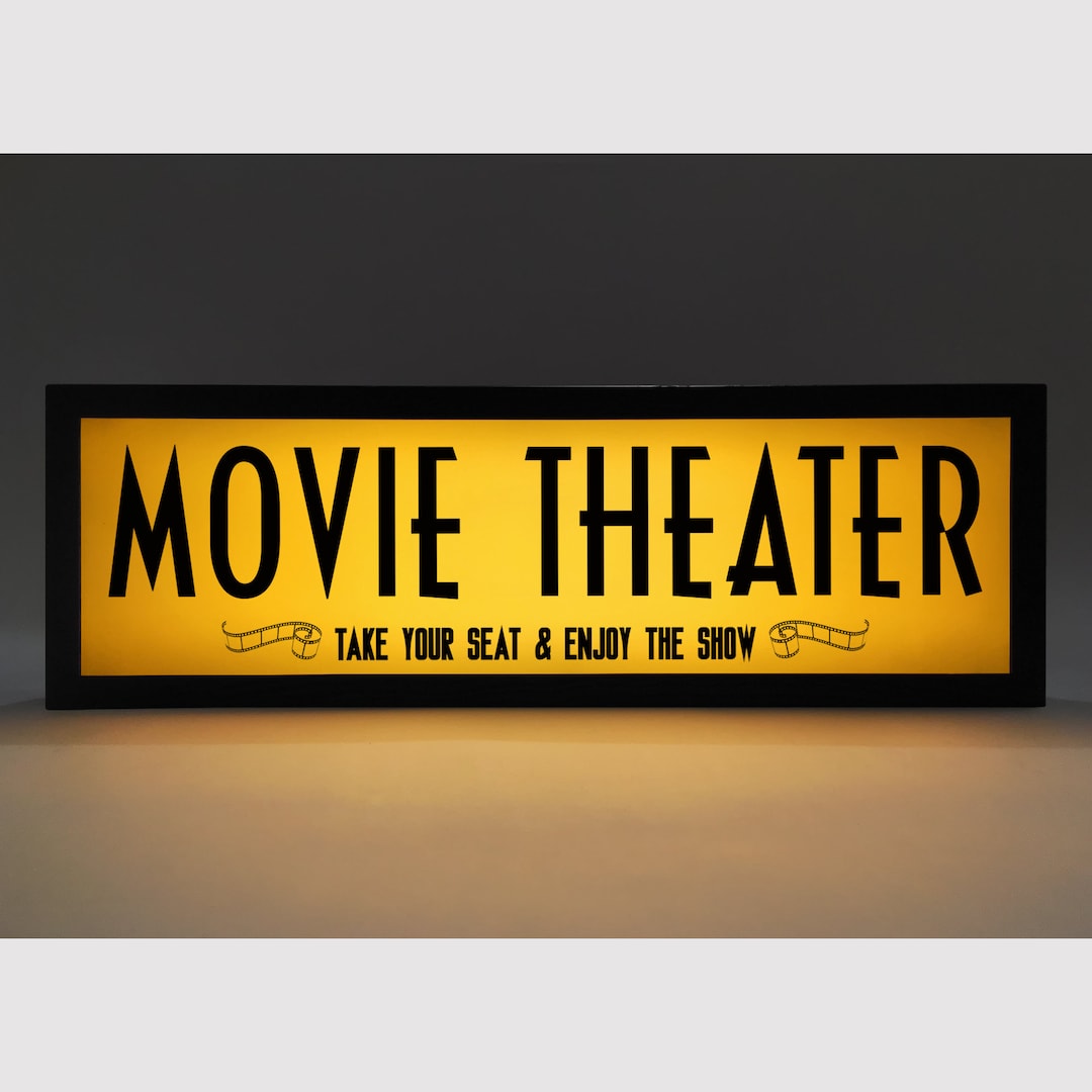 MOVIE THEATER - Vintage Style Led Light Sign, Light Box - Usb (37) - Etsy
