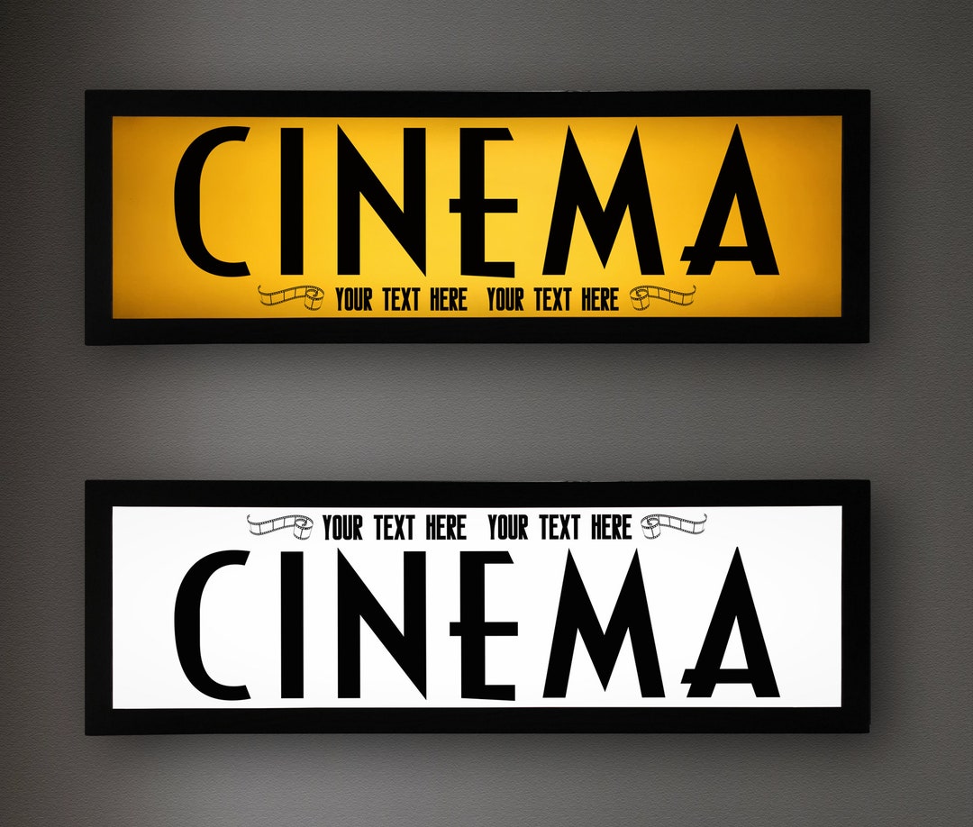 CINEMA - PERSONALISED Vintage Style LED Light Signs, Light Box - Usb ...