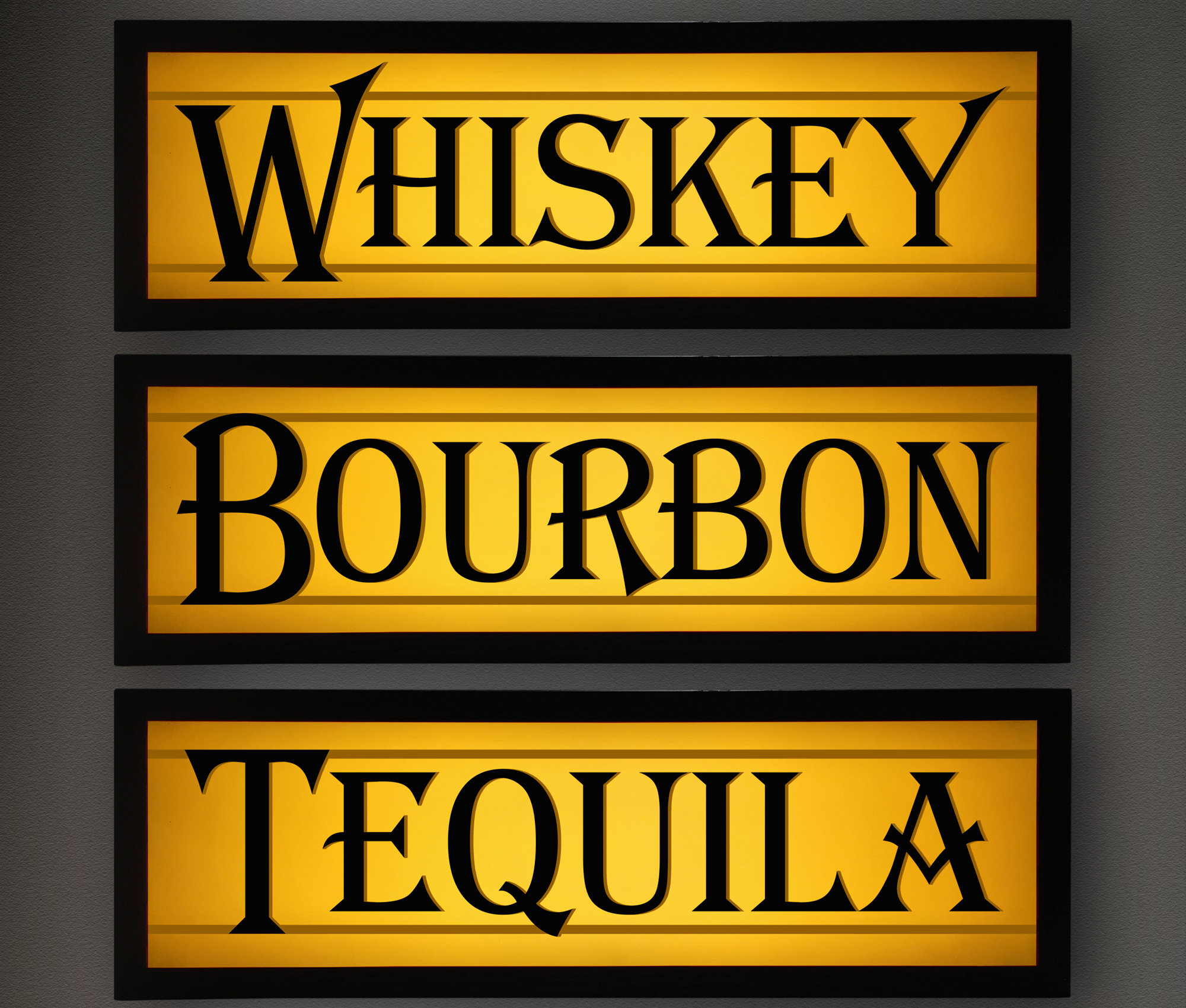 Vintage Style Whiskey - Bourbon - Tequila LED Light Signs for Bar Decor ...