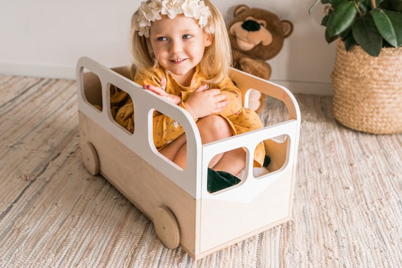 Wooden Toy Box Storage on Wheels Wood Book Bin Toys Organizer Baby Room Furniture Nursery Organisation Christmas Gift for Kids Etsy