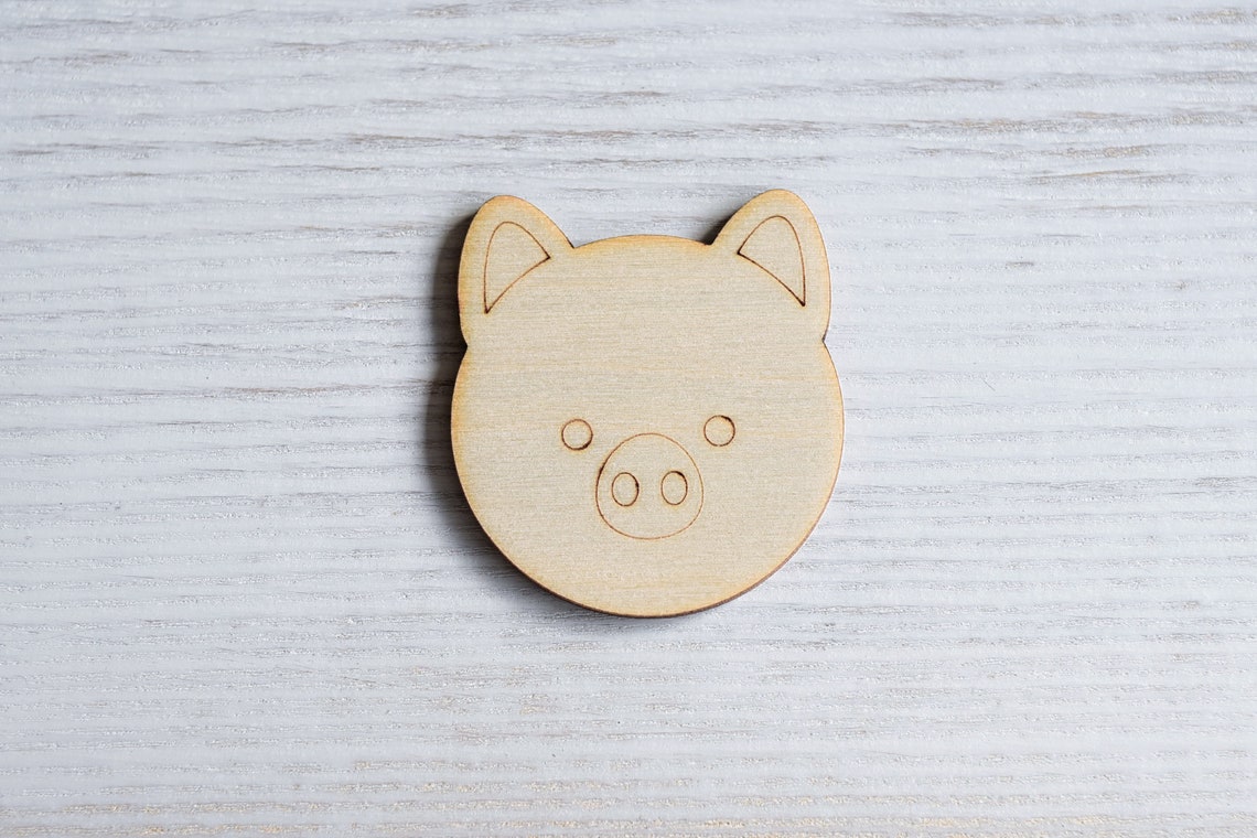 Wooden Pig Face Laser Cut Wood Cutout Plywood Figure - Etsy