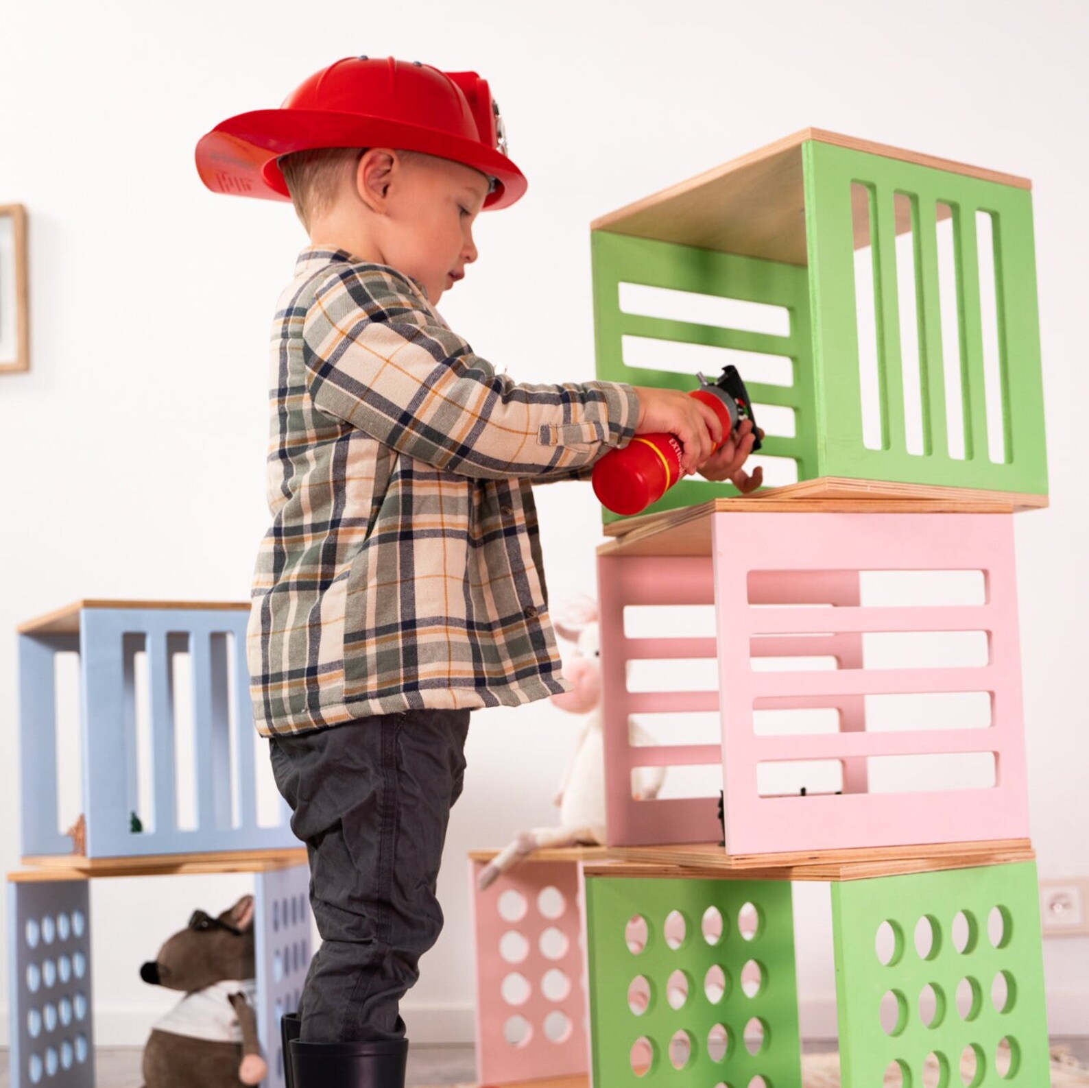 Toy Storage Stackable Wooden Cubes, Organizing Box, Children Room ...