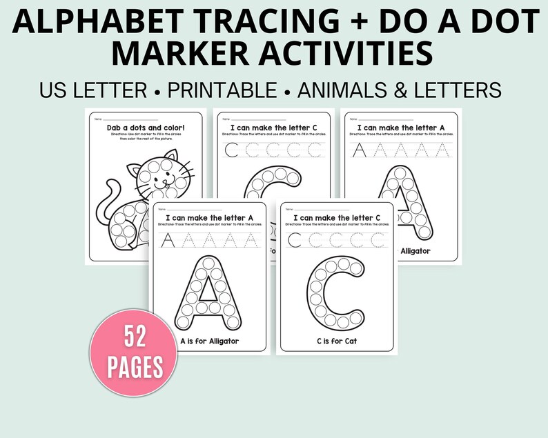 Alphabet Dot Marker Worksheets | Animals Dot Marker Printables ...