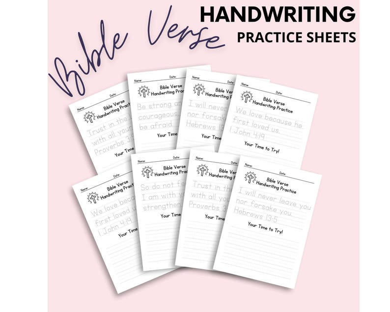 Bible Verse Handwriting Practice Sheets for Kids- Homeschool, Sunday ...