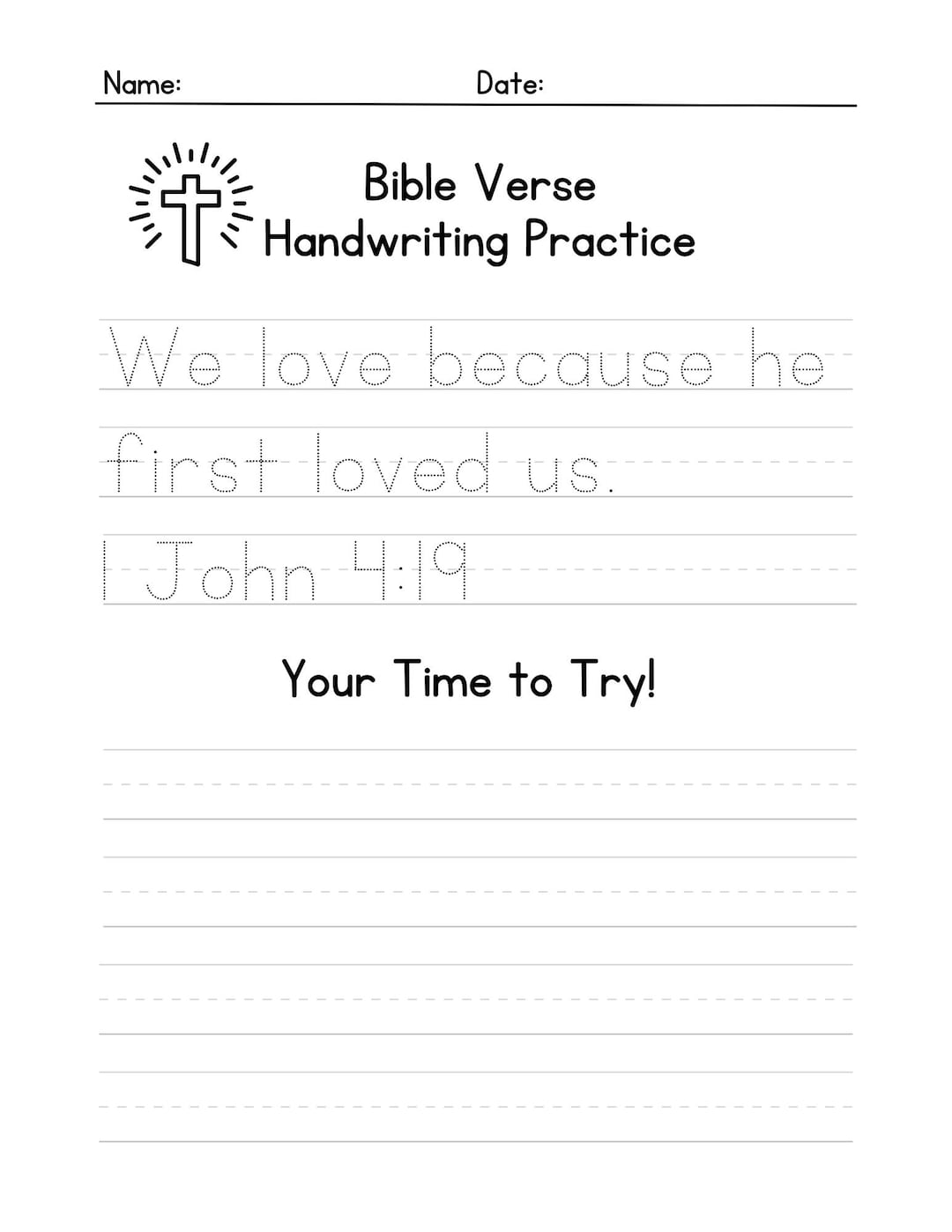 Bible Verse Handwriting Practice Sheets for Kids- Homeschool, Sunday ...