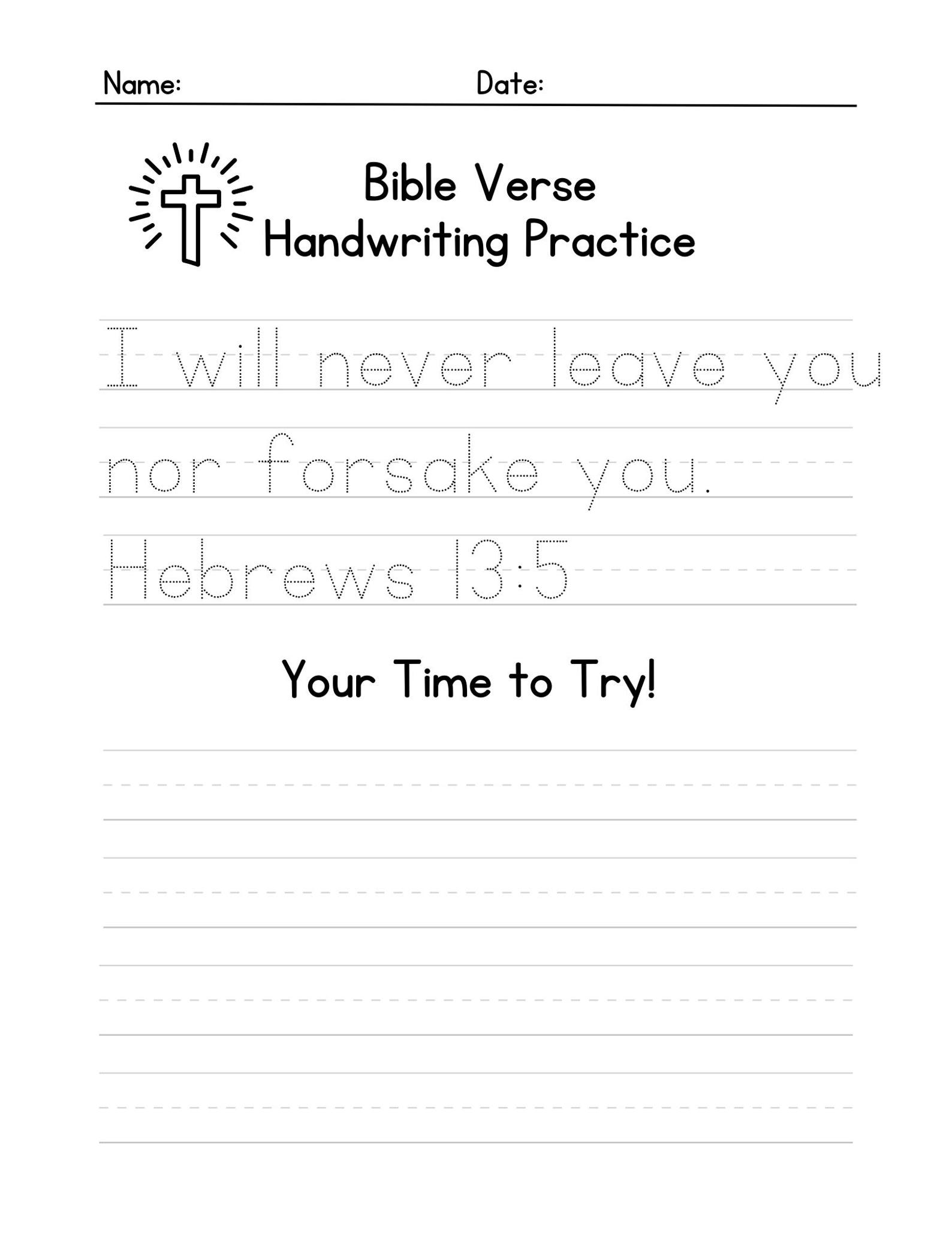 Bible Verse Handwriting Practice Sheets for Kids- Homeschool, Sunday ...