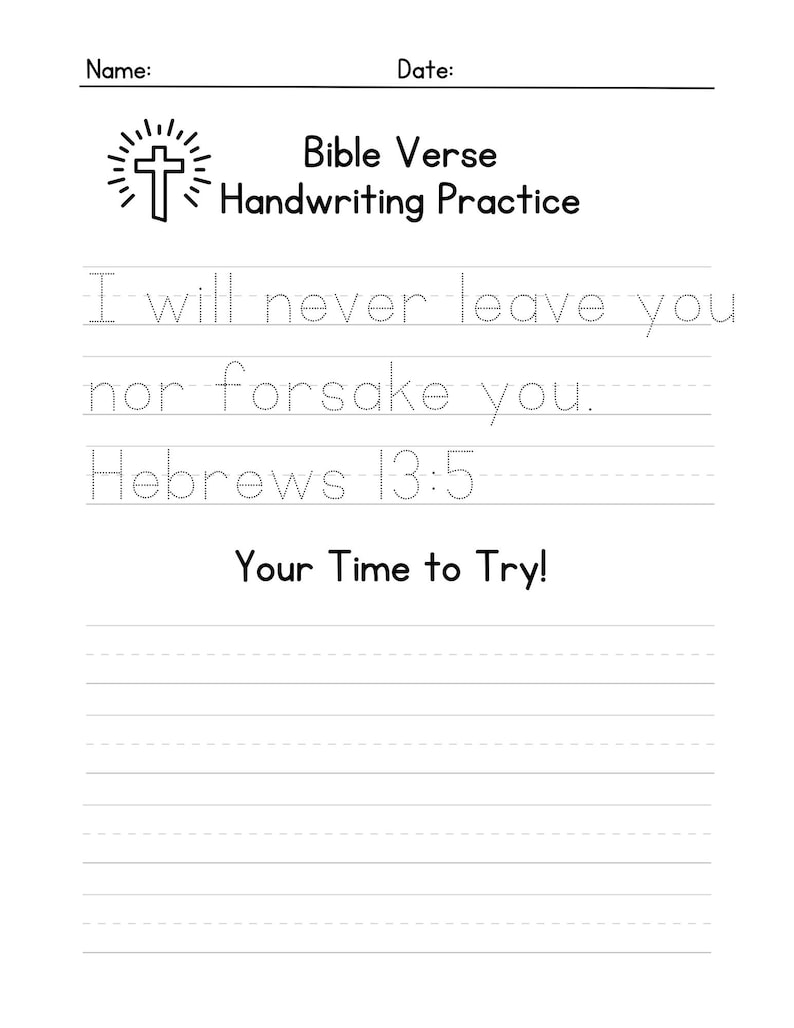 Bible Verse Handwriting Practice Sheets for Kids- Homeschool, Sunday ...