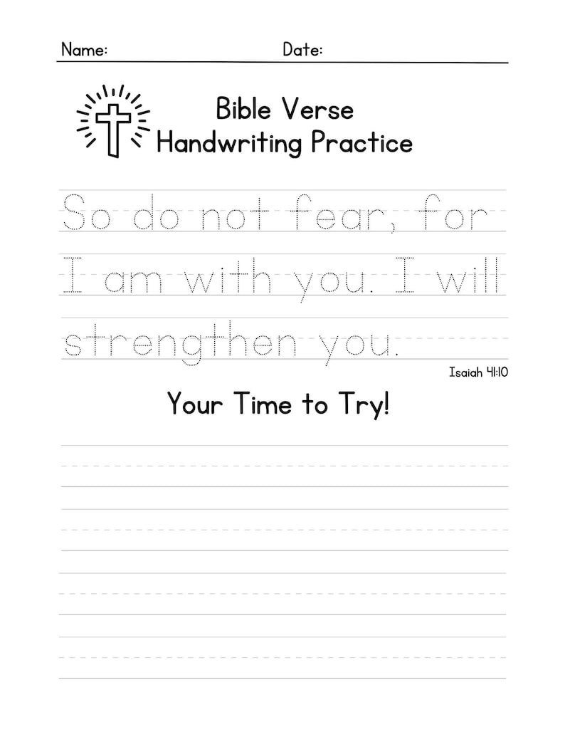 Bible Verse Handwriting Practice Sheets for Kids- Homeschool, Sunday ...