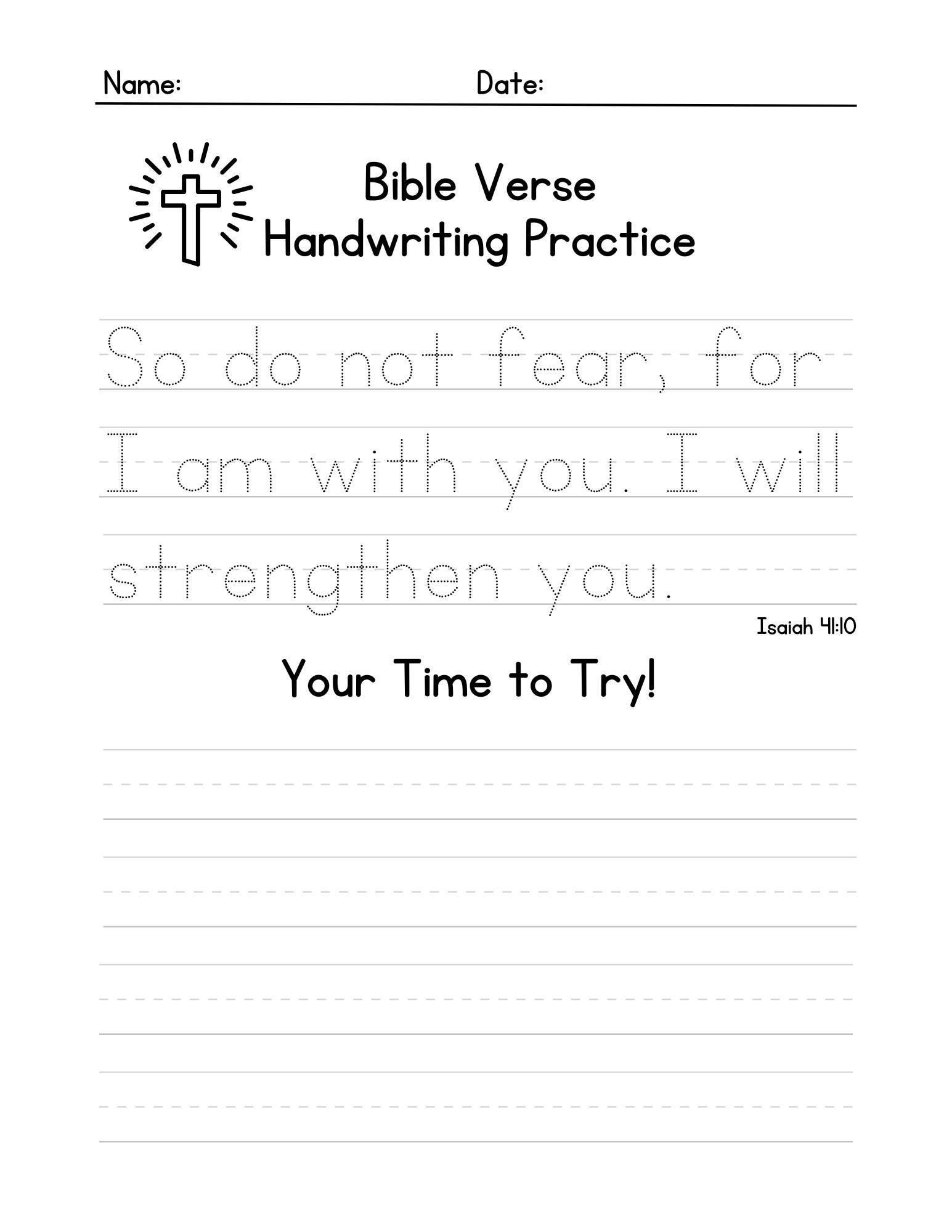 Bible Verse Handwriting Practice Sheets for Kids- Homeschool, Sunday ...