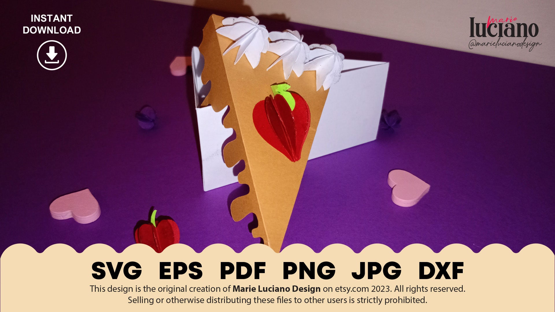 Paper Cake Slice Gift Boxes With Dripping Cream and Toppings SVG, DXF ...
