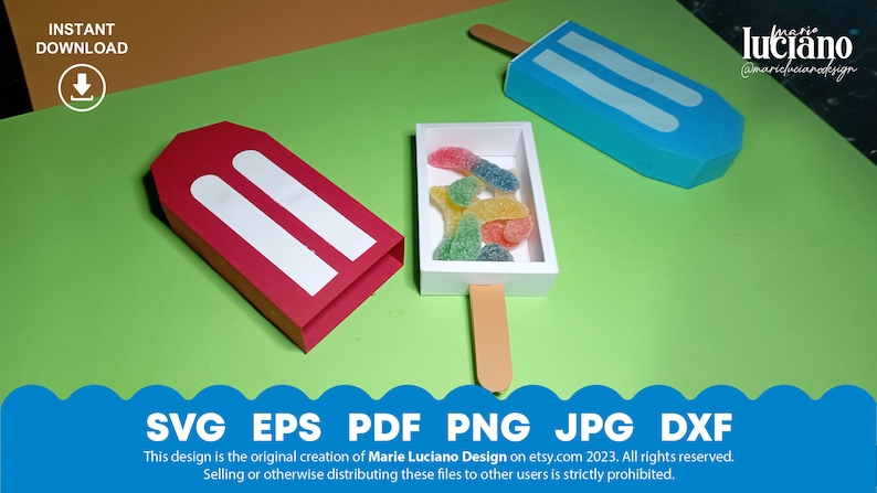 Paper Ice-cream Boxes SVG, DXF Template EPS, Pdf, Paper Popsicle ...