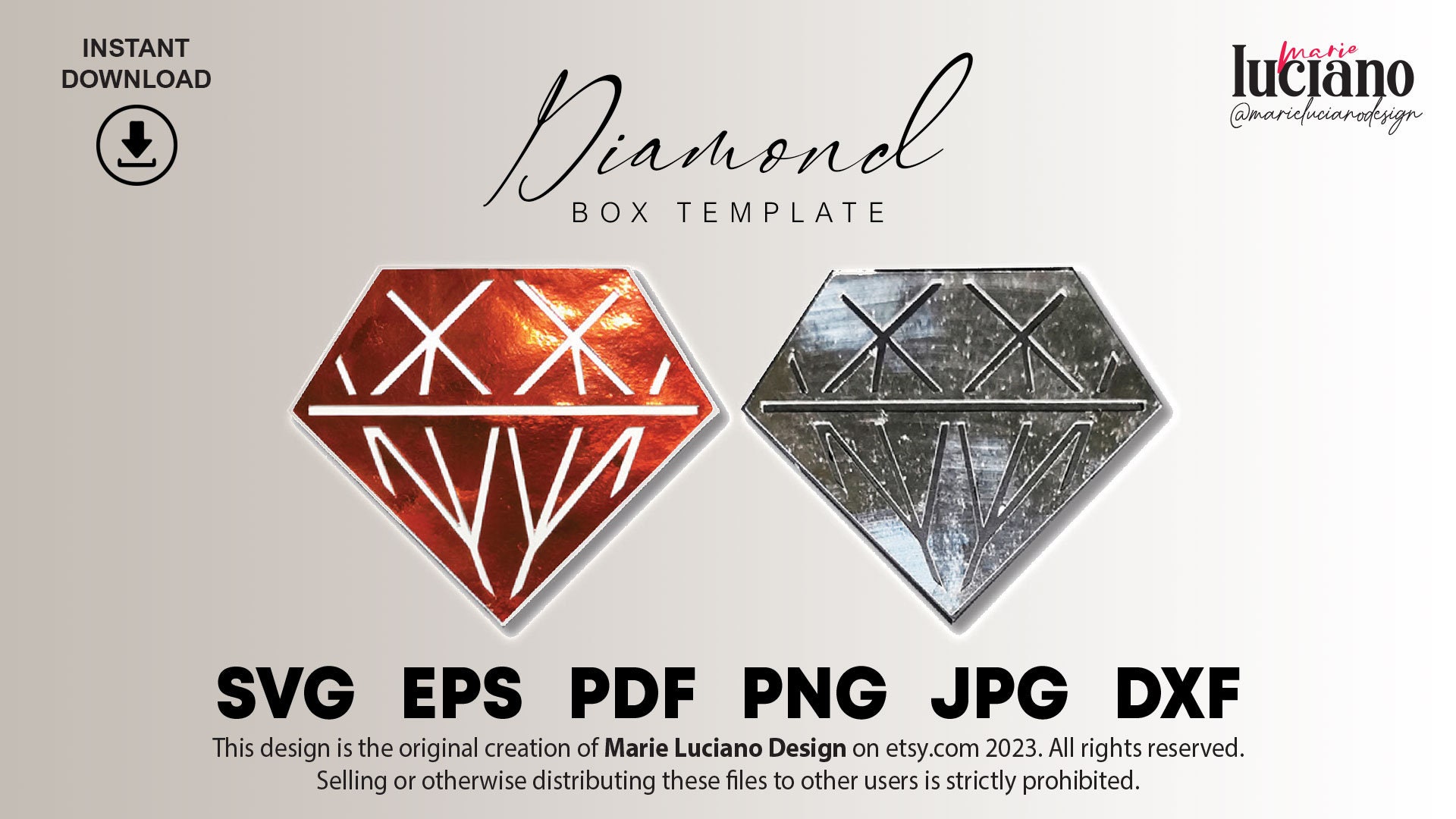 Diamond Gift Box With Lid SVG, DXF Template EPS, Pdf, Png, Jpg, Paper ...